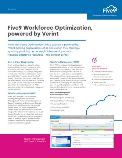 Datasheet Workforce Optimization by Verint | Five9